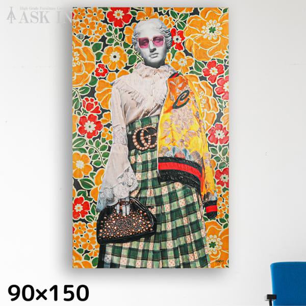 【手描きデザイナーズアート】【海外アーティストがデザイン】サイズW90xD5xH150cm重量:約5kg材質:キャンバス・MDF注意：モニターの発色によって多少お色味が異なる場合がございます。手描きで一つ一つ描いております。同じ商品でも凹凸...