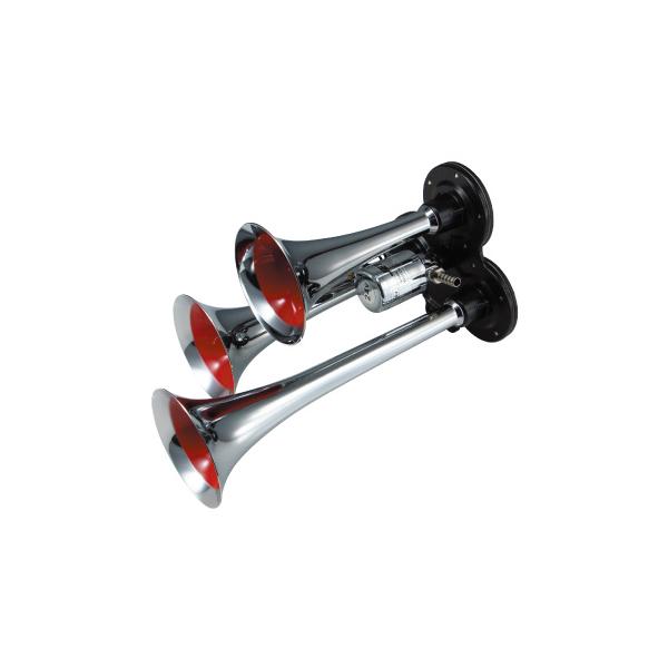 　【お取り寄せ商品】　現場内では重機音や大きな作業音の中ではノーマルの警笛（ホーン）だと　周囲の音にかき消されてしまい思わぬ事故が起きてしまう事があります　通常、ヤンキーホーンは筒が2本なのに対し、本商品は筒が3本あるので、より大きな音が出...