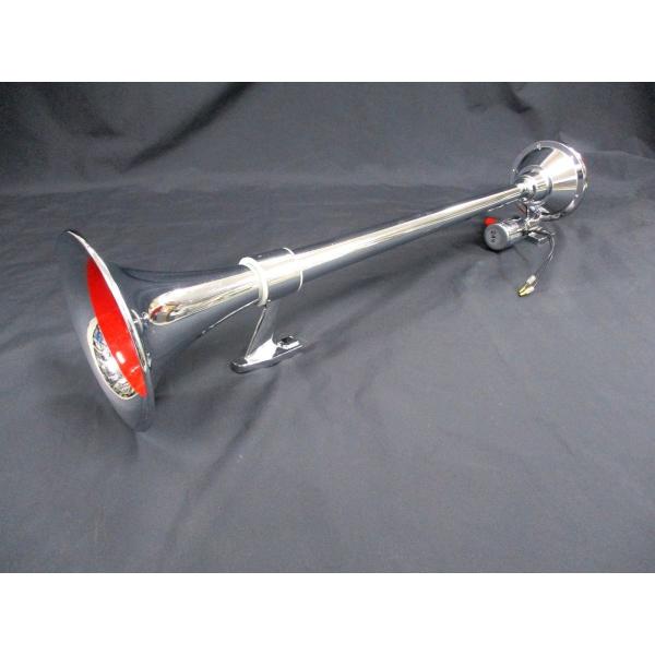 ビッグホーンは筒が長い分、本来の音が出るまで時間がかかりますそんなビッグホーン（ジェットイノウエ製）中でも反応（レスポンス）が比較的良い商品です長さも全長が約740ｍｍと一般的で、寝台の無い2トン車のルーフ（屋根）やフロントバイザー上に取付...