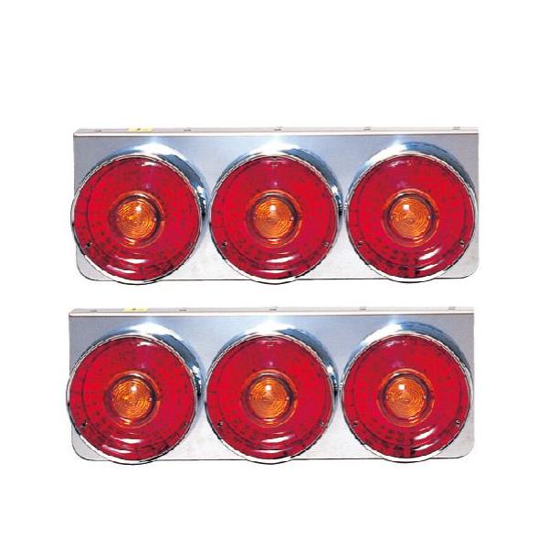 【お取り寄せ商品】ＬＥＤテールランプが主流になりつつありますが今だに根強い人気の電球式の丸型3連大型テールランプです。24V専用でウィンカーリレー無しです。【サイズ】　ヨコ約600mm×タテ220mm×奥行170mm【バルブ】　ブレーキ/ス...