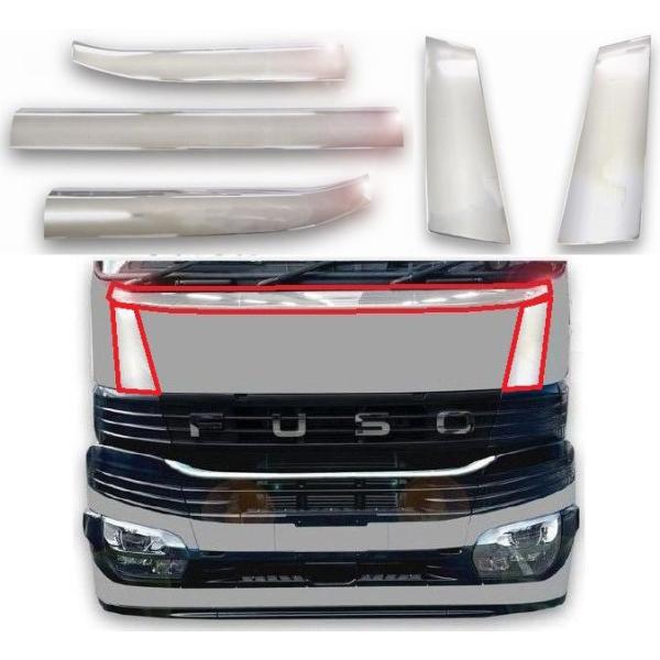 フロントフェイスに圧倒的存在感！フロントリッドカバー　3分割　AB07F026フロントパネルカバー　AB07F0232点セット日本製【適合車種】　三菱ふそう　大型　24スーパーグレート　　　　　　　　　　令和5年10月〜※本製品は純正用品と...