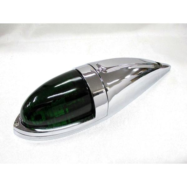 お取り寄せ商品【カラー】　ガラスレンズ：グリーン　ボディー：メッキ【サイズ】　長さ約310ｍｍ×幅約90ｍｍ【付属】　ボルト・ナット【数量】　1個　※ヤフオクはシステム上複数落札ができません。　　複数必要な場合は、　　ヤフオクで1個ずつ落札...