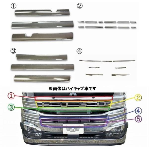 お取り寄せ商品日本製メッキグリル4点セット　日本製　(1)メッキグリルアッパーカバー　（AB07F027）　(2)メッキグリルカバー　（AB07F029）　(3)メッキグリルロアカバー　（AB07F028）　(4)メッキバンパーグリルカバー...