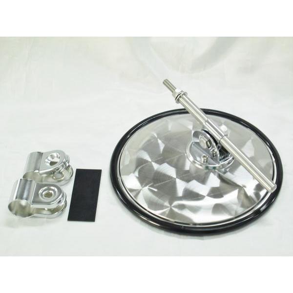 メインミラーで見るより後続との距離感がつかめます！◆穴あけ不要で取付簡単！◆角度調整が自由です！◆2種類のU字金具（28φ・22φ）とパッキンで取付のステーの径が19〜28φまでOK！◆既存のミラーのフォローに！◆安心の日本製！【外径サイズ...