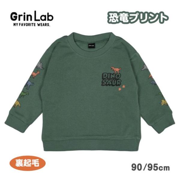 ||||▼　商品説明||GrinLab グリンラボ 大人気 恐竜プリント 裏起毛トレーナー 。||トリケラトプス ステゴサウルス ティラノサウルス パラサウロロフス パキケファロサウルス 人気恐竜が両袖にプリントされた かっこいい スウェッ...