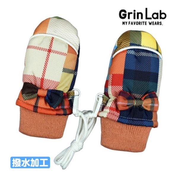▼　商品説明GrinLab グリンラボ 裏ボア はっ水加工 中綿入り スノーミトン 。おしゃれなパッチワークプリント中綿入り手袋です。手首部分に リボン が付いた可愛いデザインです。カフスはリブ・内側はフリースと裏ボアで あったか です。紐...