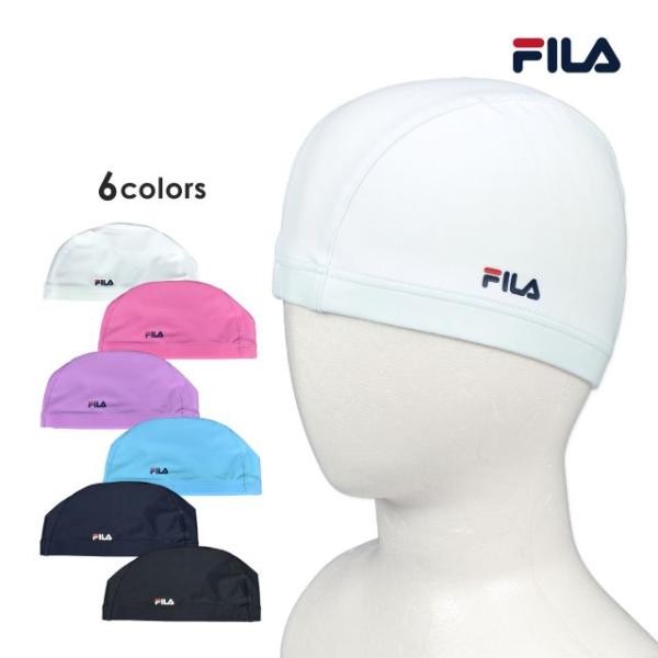 ▼　商品説明FILA フィラ フリーサイズ 男女兼用 スイムキャップ 。無地ベースに FILA のロゴプリント入り。6色展開でお手持ちの水着とも合わせやすいシンプルな 水泳帽 です。※ ジュニア スクール 男子 女子 男女兼用 メンズ レデ...