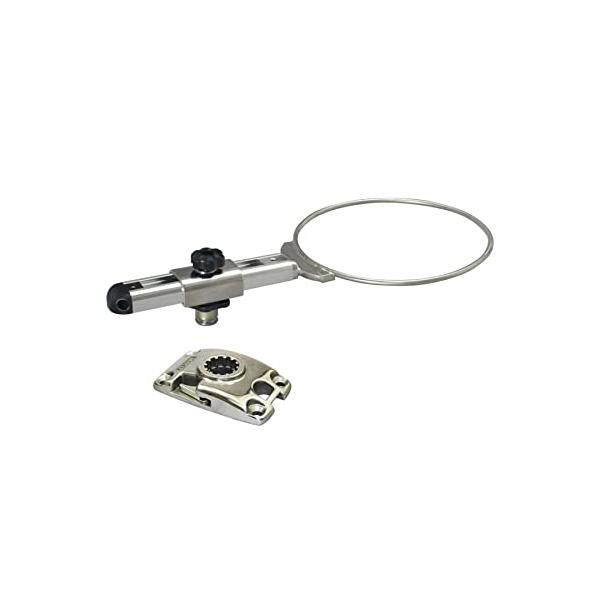 「商品情報」ステンレスベースLを使用して取り付けるタイプです。コマセホルダーの取り外しが簡単に行え、薄型でフラットなベースはブルワーク上で邪魔になりません。艇体に沿わせられるようにアームの調節ができるため、フレームやベースに負担をかけずに取...