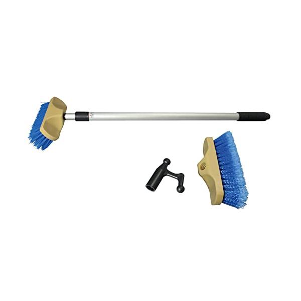 「商品情報」ヘッド部が取り替えられるデッキブラシです。ボートフック、ブラシ2種類が付属しています。ブラシは硬めと柔らかめの2種類が付属します。※サイズは脱着用の突起部分を含みません。「主な仕様」材質（ブラシ/ヘッド/柄）：PVC/PP/アル...