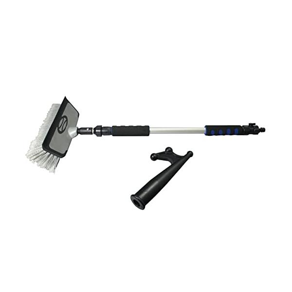 「商品情報」ヘッド部が取り替えられるデッキブラシです。ボートフック、ブラシが付属しています。ブラシ仕様時には水道ホースと繋ぐことが出来るため、水を流しながら清掃を行うことが出来ます。※サイズは脱着用の突起部分を含みません。「主な仕様」材質（...