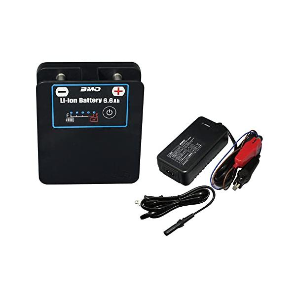 「商品情報」釣り専用設計の強み|軽量・コンパクトなリチウムイオンバッテリーの6.6Ah容量タイプです。バッテリーと専用充電器(チャージャー)のセット製品です。近年の電動リールに最適な14.4V電圧が電動リールの性能を最大限に発揮します。使用...