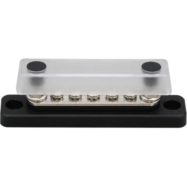 「商品情報」■サイズ：107x23x34mm ■重量：65g■定格電圧：48V DC(最大) ■最大電流：100Aまで■ポジション数/5 ■スタッド数：2 ■スタッドネジ規格：M5 ■ポジションネジ規格：M4■取付ネジ穴間隔：90.5mm ...