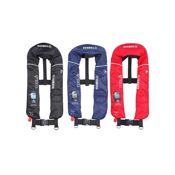 <pre><code>仕様品名：小型船舶用救命胴衣　カラー：ブラック、ネイビー、レッドTYPE-A 桜マーク付初期浮力：約10.5kg本体重量：約590gウエストサイズ：70〜100cmボンベ1本標準装備(18g)国...