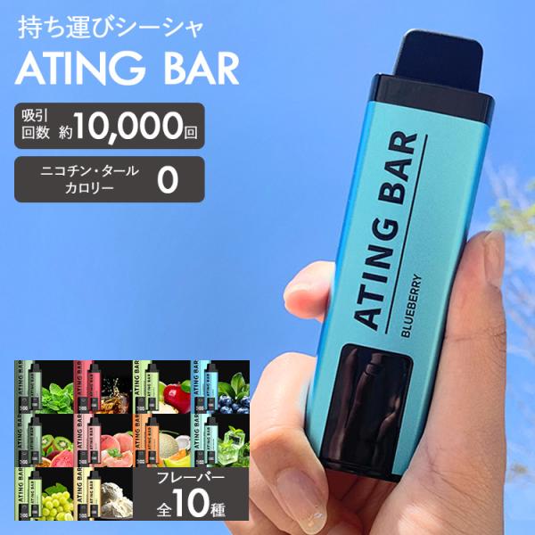 商品名：ATING BAR(エイティングバー) スマートシーシャ 10000回パフフレーバー： ミント コーラアイス ダブルアップル ブルーベリー キウイ＆パッション＆グァバ ピーチアイス ココナッツメロン エクストラクールミント リッチマ...