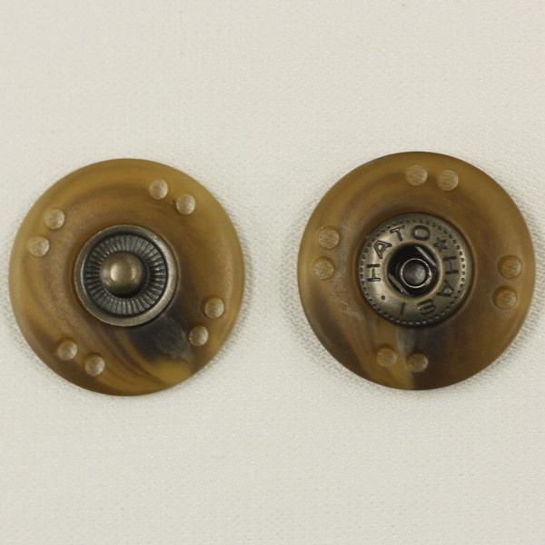 ☆スナップボタン☆Snapbuttonハンドメイド（手作り、手芸、付け替え）などにいかがでしょうか。サイズ 23ｍｍ入数 1セットカラー ブラウン/アンティックゴールド素材 真鍮/ポリエステル日本製