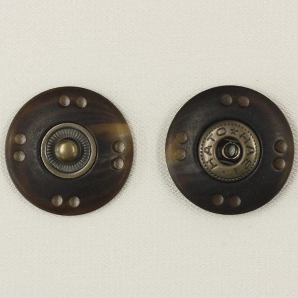 ☆スナップボタン☆Snapbuttonハンドメイド（手作り、手芸、付け替え）などにいかがでしょうか。サイズ 23ｍｍ入数 1セットカラー ダークブラウン/アンティックゴールド素材 真鍮/ポリエステル日本製