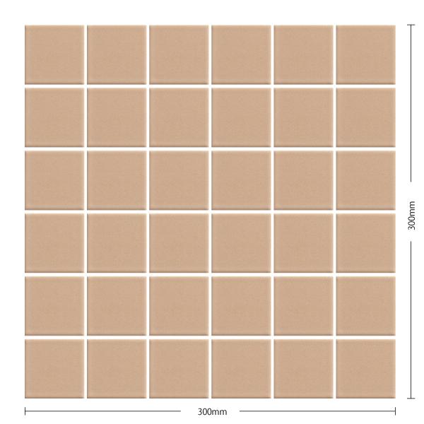 豊富なカラーバリエーションで自由なデザイン展開が可能なモザイクタイル。カラフルな色調のブライト仕上げです。■品番：BK-50-A02■目地共寸法：約300×300mm■実寸法：45×45mm■厚さ：7.0mm■あたり枚数：11.5シート/平...