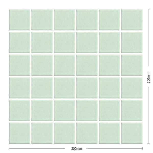 豊富なカラーバリエーションで自由なデザイン展開が可能なモザイクタイル。カラフルな色調のブライト仕上げです。■品番：BK-50-A05■目地共寸法：約300×300mm■実寸法：45×45mm■厚さ：7.0mm■あたり枚数：11.5シート/平...