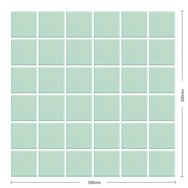 豊富なカラーバリエーションで自由なデザイン展開が可能なモザイクタイル。カラフルな色調のブライト仕上げです。■品番：BK-50-A06■目地共寸法：約300×300mm■実寸法：45×45mm■厚さ：7.0mm■あたり枚数：11.5シート/平...