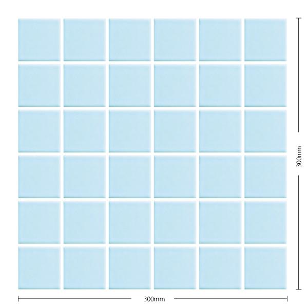 豊富なカラーバリエーションで自由なデザイン展開が可能なモザイクタイル。カラフルな色調のブライト仕上げです。■品番：BK-50-A07■目地共寸法：約300×300mm■実寸法：45×45mm■厚さ：7.0mm■あたり枚数：11.5シート/平...