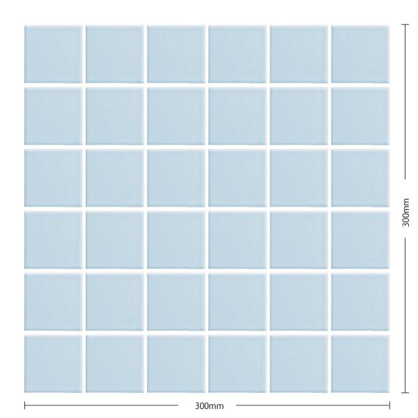 豊富なカラーバリエーションで自由なデザイン展開が可能なモザイクタイル。カラフルな色調のブライト仕上げです。■品番：BK-50-A08■目地共寸法：約300×300mm■実寸法：45×45mm■厚さ：7.0mm■あたり枚数：11.5シート/平...