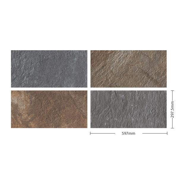 タイルでの表現が難しかった荒々しいスレートの質感を、印刷・面状加工・カットなど多種多様で高度な技術を施し、ランダムミックスすることでエネルギッシュで印象的なデザインにしました。色幅のニュアンスを変化させたシェードの大小を3種類からセレクトし...