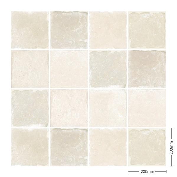 南イタリアのサレント半島オストゥーニは、欧州有数のリゾート地。。その白い街並みの石畳に着想を得た、明るく上品なエイジングタイルです。タイル四辺の縁は、擦れて欠けた様子を表現したヴィンテージ・エッジに仕上げています。■品番：CDS-L1750...