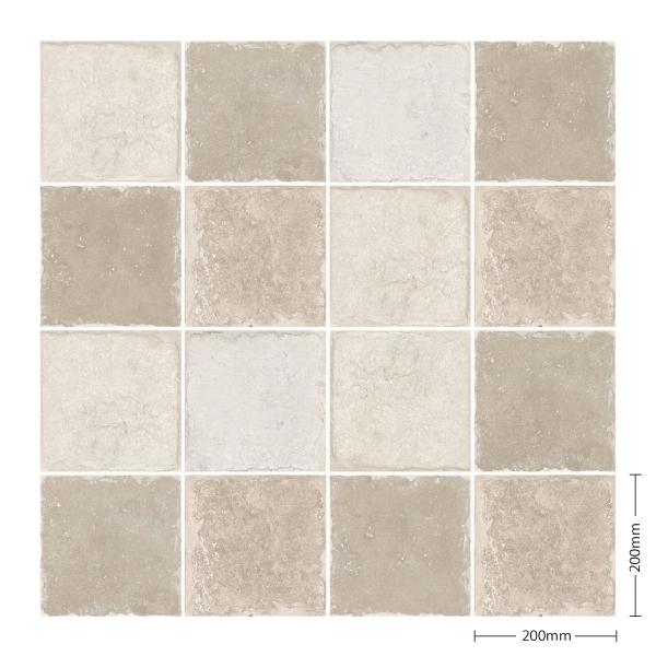 南イタリアのサレント半島オストゥーニは、欧州有数のリゾート地。。その白い街並みの石畳に着想を得た、明るく上品なエイジングタイルです。タイル四辺の縁は、擦れて欠けた様子を表現したヴィンテージ・エッジに仕上げています。■品番：CDS-L1770...