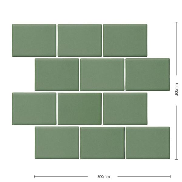 焼き物らしさを大切にした落ち着いた色に100×75mmというユニークな形状、角の丸みが特徴。日本製らしい繊細なデザインタイルです。■品番：PUR-R-6■目地共寸法：約300×300mm■実寸法：約97×72mm■厚さ：約7.0mm■あたり...