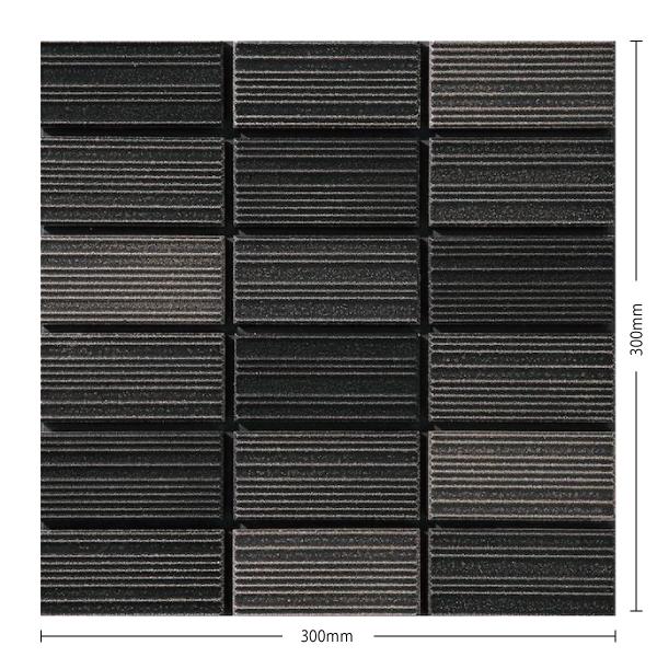 モノトーンからナチュラルカラーまで、細かいスクラッチ面状でモダンな雰囲気の壁面に仕上げます。■品番：THS-203■目地共寸法：約300×300mm■実寸法：約95×45mm■厚さ：約7.5mm■あたり枚数：11.5シート/平米■入数：22...