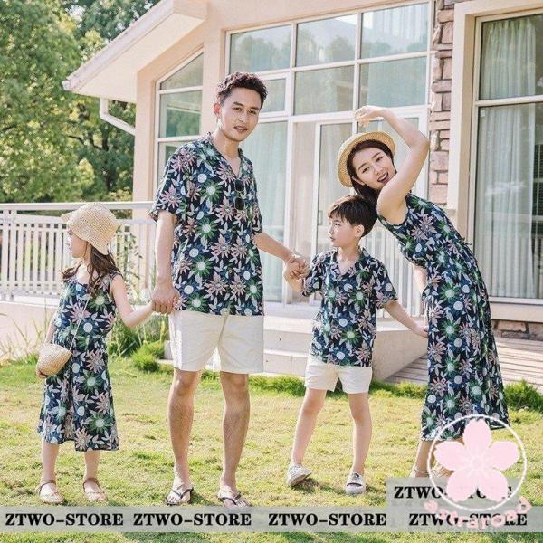 セット内容：単品販売男 ： アロハシャツ1点のみ女 ：ワンピース 1点のみ サイズ：（単位：cm）子供：90/100/110/120/130/140/150/160ママ：S/M/L/XL/XXL/3XLババ：M/L/XL/XXL/XXXL/...