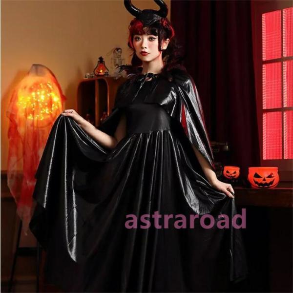 セット内容 3点ワンピース+マント+頭飾りモデル参考サイズ：身長：165CM 体重：43KG 着用サイズ：SCheckPoint 　眠っている闇の女王  コスプレ 魔女 巫女 悪魔 ブラックウィッチ コスチューム 注意事項 ●サイズは平置き...