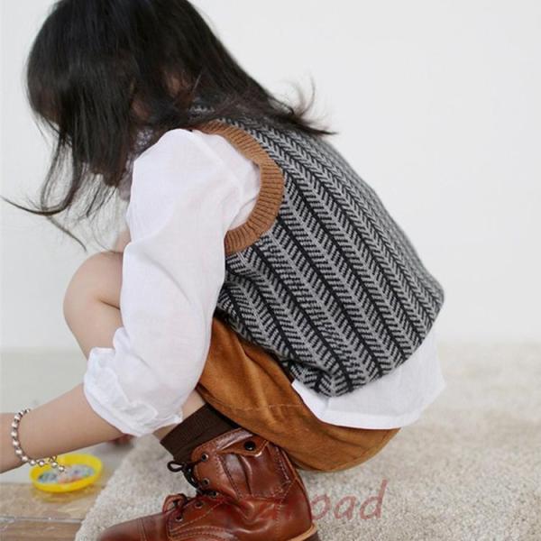 【発売日：2024年09月24日】■ 品名：キッズベスト■ 素材：ウール■ カラー：A■ サイズ：80-140■ 季節：春/秋/冬ニットベスト キッズニットベスト カジュアル 洗える 家庭洗濯OK ウール混 春秋秋冬  前開き Vネック ニ...