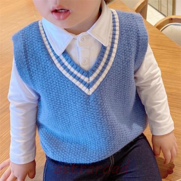 【発売日：2024年09月24日】■ 品名：キッズベスト■ 素材：綿混紡■ カラー：全2色■ サイズ：73-120■ 季節：春/秋/冬ニットベスト キッズニットベスト カジュアル 洗える 家庭洗濯OK ウール混 春秋秋冬  前開き Vネック...