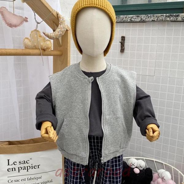 【発売日：2024年09月24日】■ 品名：キッズベスト■ 素材：綿混紡■ カラー：グレー■ サイズ：90-130■ 季節：春/秋/冬ニットベスト キッズニットベスト カジュアル 洗える 家庭洗濯OK ウール混 春秋秋冬  前開き Vネック...