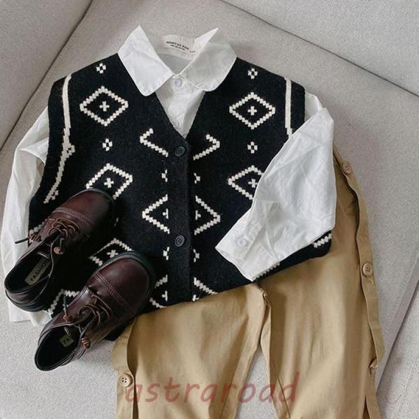 【発売日：2024年09月24日】■ 品名：キッズベスト(男の子)■ 素材：ニット■ カラー：全1色■ サイズ(身長)：90cm 100cm 110cm 120cm 130cm 140cmニットベスト キッズニットベスト カジュアル 洗える...