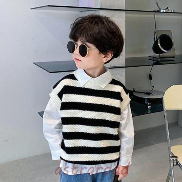 【発売日：2024年09月24日】■ 品名：キッズベスト■ 素材：ニット■ カラー：全1色■ サイズ：80-140ニットベスト キッズニットベスト カジュアル 洗える 家庭洗濯OK ウール混 春秋秋冬  前開き Vネック ニット ベスト 天...