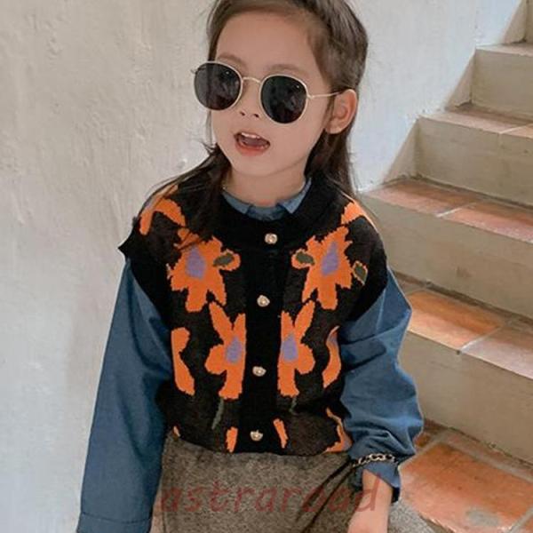 【発売日：2024年09月24日】■ 品名：キッズベスト(女の子)■ 素材：ニット■ カラー：全1色■ サイズ(身長)：90cm 100cm 110cm 120cm 130cm 140cmニットベスト キッズニットベスト カジュアル 洗える...