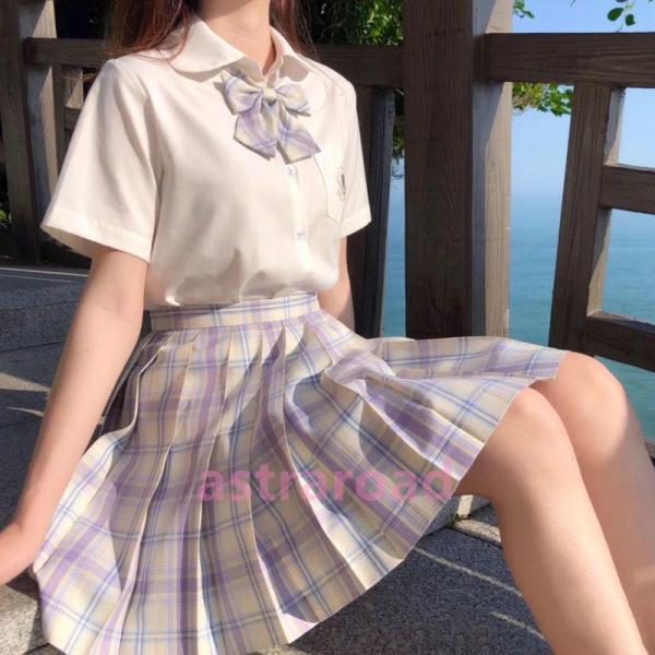 商品名:セーラー服 学生服 3点セット 上下セット 半袖 チェックスカート リボン スクールスカート  女子制服 スーツ JK制服 コスプレ 高校生 可愛い 仮装 コスプレ コスチューム                           ...