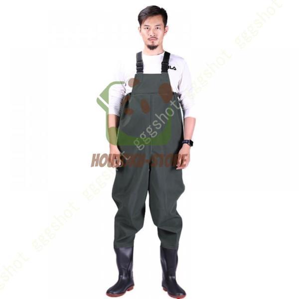 ■素材：PVC、ナイロン他■商品説明チェストハイ型の完全防水ウェーダーです。ルアー釣りなどの川釣りや、魚市場での現場作業着に、また、田植えや、最近では池の水を全部抜く時にも大活躍します。完全防水仕様なので腰上〜胸の高さ程度まで水に浸かっても...