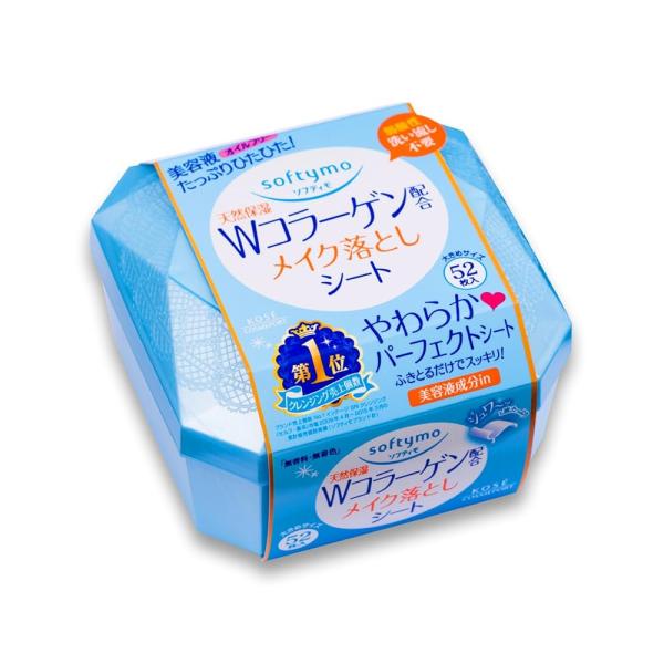 「商品情報」商品紹介「ソフティモ メイク落としシート コラーゲン配合 52枚入」は、お肌のキメや毛穴に入りこんだメイクに素早くなじみ、しっかり落とすクレンジングシートです。うるおいを与え、弾むようなしなやかなお肌に整えます。無香料・無着色。...