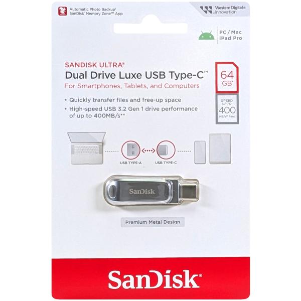 ■容量：64GB■最大読み込み速度：400MB/s■USB Type-C/USB Type-A接続■USB 3.2 Gen 1■当店保証：6ヶ月■海外流通品のため、メーカー保証はございません