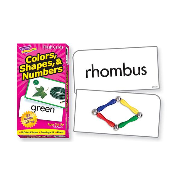 カードの表には2種類(シンプルに形・色・数字だけが書かれたもの、それを表す写真が印刷されているもの)あり、裏には単語が印刷されています。色・形各10種類、0-25の数を学習します。解説には16通りの遊び方を紹介。(色20枚/形20枚/数52...
