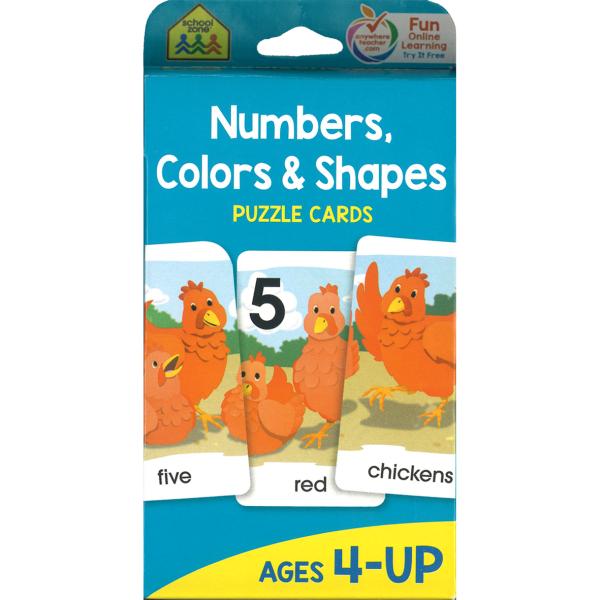 数字・色や形・名詞カードそれぞれ1枚ずつを正しくつなげて、イラストに合った3語の説明を完成させるゲーム。カラー面で色、モノクロ面で形を学習します。6通りの遊び方を紹介。(パズルカード54枚/解説2枚)(CARD GAME / 56枚 / 1...