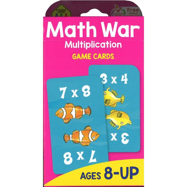 1-10の数字の掛け算の練習をします。手持ちのカードを出し合い、掛け算の答えが大きいプレーヤーがカードをもらえます。より多くのカードを集めましょう。(計算カード52枚/ワイルドカード2枚/解答1枚/解説1枚)(CARD GAME / 56p...