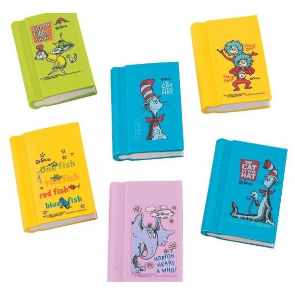 ドクタースースの絵本シリーズ、本型の消しゴムセットですThe adorable erasers are shaped and designed to look like Dr. Seuss booksCat in the Hat, Gree...