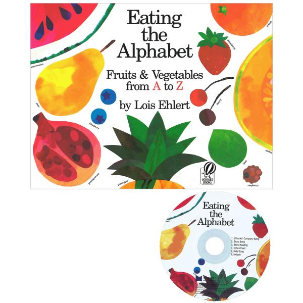 CDと絵本のセットです。A(APRICOT）からZ(ZUCCHINI）まで、鮮やかでみずみずしい野菜や果物が75種類、見開きいっぱいに広がります。巻末には絵本に出てくる野菜とくだものの簡単な解説索引付き。日本ではなじみにうすいものでも、これ...