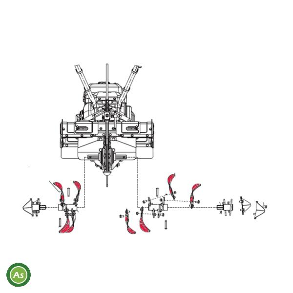 【セットコード】　0046-81000【商品内容】　正逆中耕爪(80-1260-821-00)　12本　ボルトナット　1台分【適合型式】　SF50 , SF50S , SF50A , SF50AS , SF60 , SF60S , SF60...