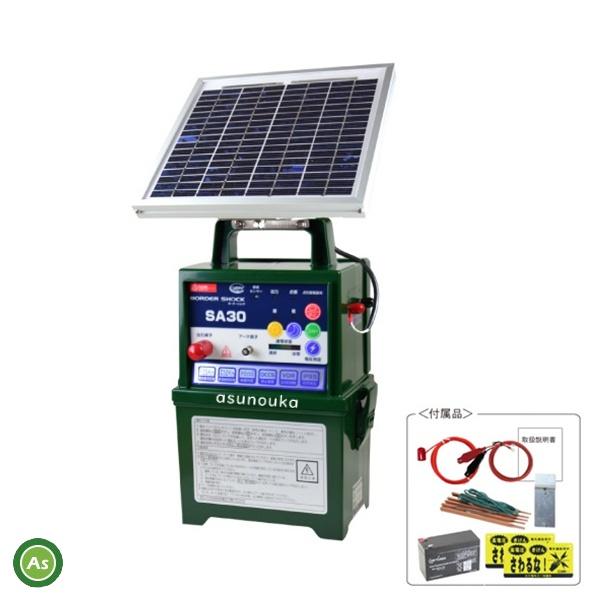 電機さくに電気を流すための電源装置ですさく線に流す電流をコントロールすることで、安全にご使用いただけます●SA30SL仕様型式名：TBS-SA30SL使用環境：防雨型(IP×5相当)最大有効さく線距離：3,500mm(アルミコード) 3,0...