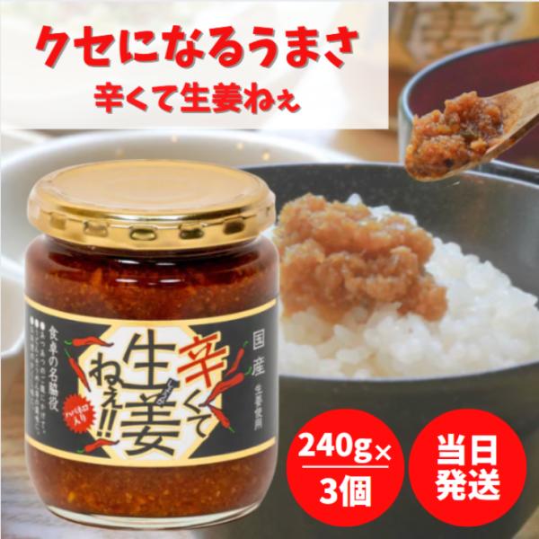 ハバネロを使用したピリっと辛い一品。マヨネーズと合わせて野菜のディップにもおすすめです。内容量240g×3個保存方法直射日光をさけ常温で保存してください。開封後は冷蔵庫(1℃〜10℃)で保存し、お早めにお召し上がりください。原材料名生姜(国...